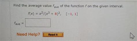 Solved Find the average value fave of the function f on the | Chegg.com
