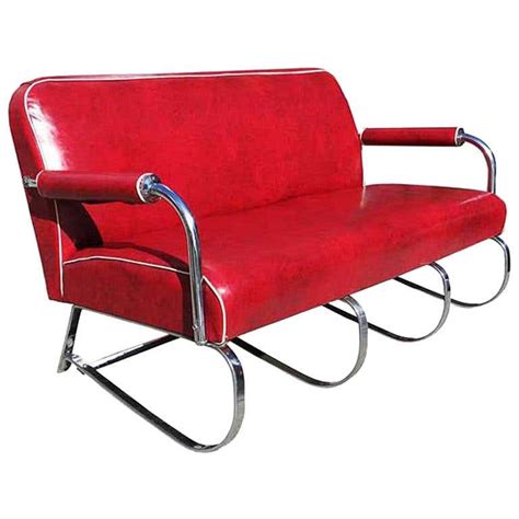 Art Deco Tubular Chrome Sofa In The Style Of Kem Weber For Sale At
