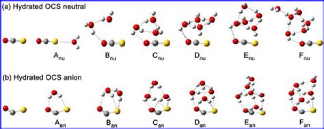 A Optimized Minimum Energy Structures Of Ocs Neutral And Ocs H 2 O