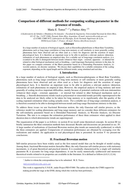 Pdf Comparison Of Different Methods For Computing Scaling Parameter