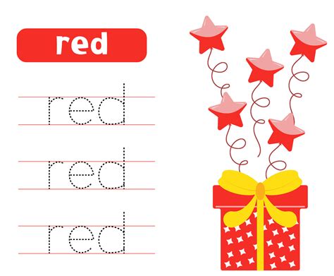 Trace And Write Word Red Learning Colors With T Box And Balloons