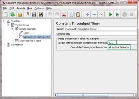 jmeter constant throughput timer example