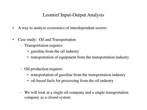 Ppt Leontief Input Output Analysis Powerpoint Presentation Free