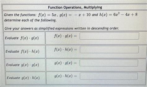 solved function operations multiplying given the functions
