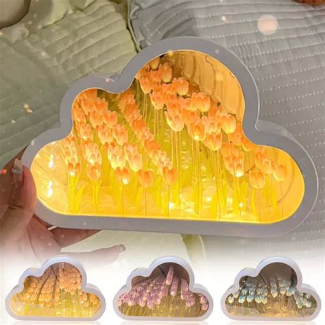 Cloud Tulip Night Light Diy Material Pack Handmade Mirror Flower Lamp £