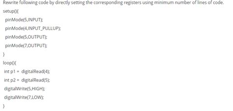 Solved Rewrite Following Code By Directly Setting The Chegg