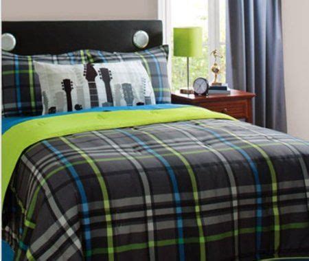 Morgan Teen Gray Blue And Green Guitar Rockstar Full Comforter Set 4
