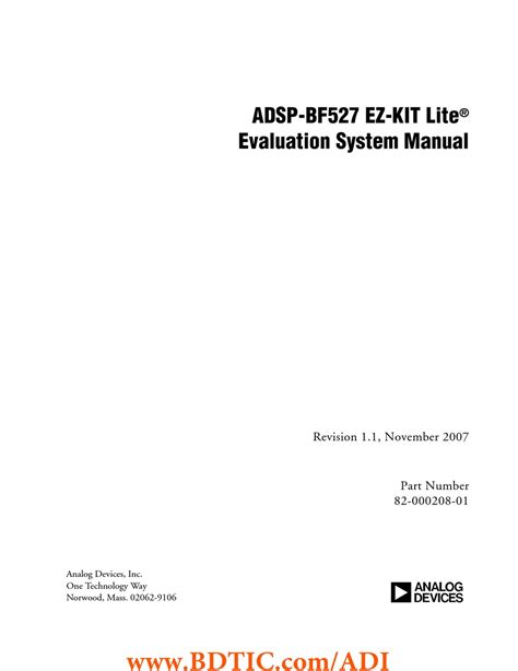 ANALOG DEVICES LITE ADSP BF527 EZ KIT MANUAL Pdf Download ManualsLib