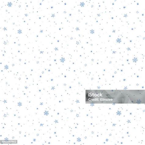Простой Бесшовный Зимний Узор С Синими Снежинками На Белом Фоне Минималистский Вектор