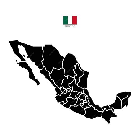 Premium Vector Mexico Contour Vector Map With State Blackwhite Flag