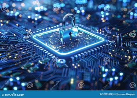 A Blue And Orange Electronic Circuit Board With A Blue Lock Symbol