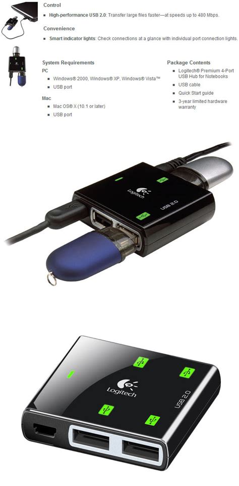 Buy Logitech Premium 4 Port USB Hub 939 000061 P4USB PC Case Gear Australia