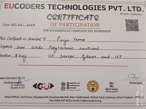 Priya Verma On Linkedin Devops Python And Iot Certificate By Eucoders ️