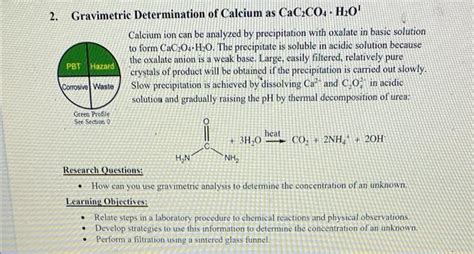 Solved 2 Gravimetric Determination Of Calcium As