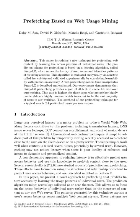 Pdf Prefetching Based On Web Usage Mining