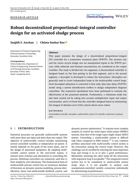 Pdf Robust Decentralized Proportionalintegral Controller Design For