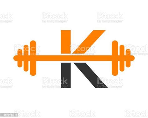 피트니스 체육관 로고 에 편지 K 기호 체육관 및 피트니스 초기 알파벳 편지 K 로고 템플릿 바벨 케틀벨 로고 타입 건강한 생활방식에 대한 스톡 벡터 아트 및 기타 이미지