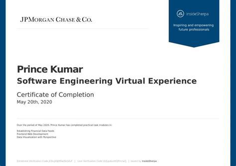 Prince Kumar On Linkedin Virtualinternship Insidesherpa Jpmorganchase