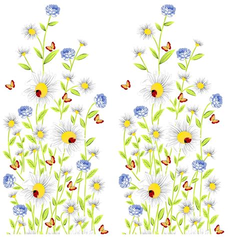 Premium Vector A Pattern Of Flowers With A Ladybug On The Bottom