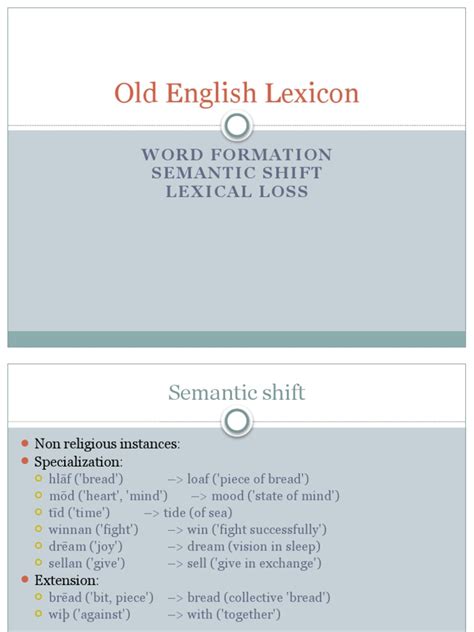 11 Oe Lexicon Semantic Shift Word Formation Lexical Loss Pdf