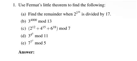 use fermat s little theorem to find the following a