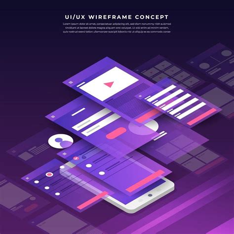Ux Ui Flowchart Mock Ups Mobile Application Concept Isometric Flat