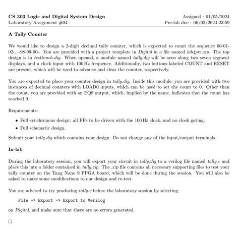 Solved Cs 303 ﻿logic And Digital System Designlaboratory