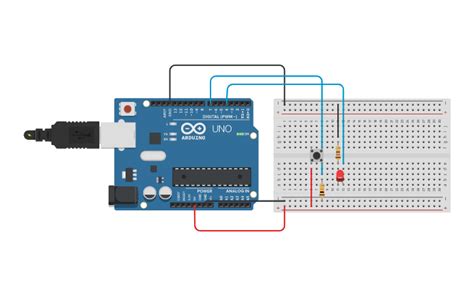 Circuit Design 1 Pulsante Lampeggio Diodo Tinkercad