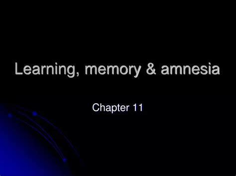 Ppt Learning Memory And Amnesia Powerpoint Presentation Free Download Id 3202548