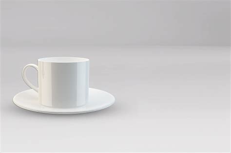 현실적인 빈 커피 또는 티 머그잔 컵에 손잡이 차 또는 커피 템플릿 모형을 위한 컵 도자기는 분리되어 있습니다 아침 식사 3d 일러스트레이션을 위한 사실적인 찻잔 0명에