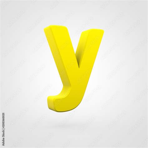 Plastic Yellow Letter Y Lowercase Isolated On White Background Stock