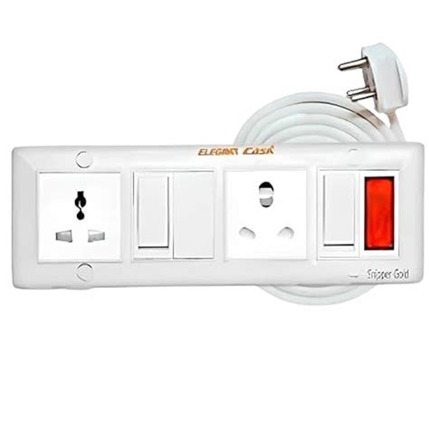 Elegant Casa 6 16 Amp Electric Extension Board With Cord 2 Universal And Indian Sockets And