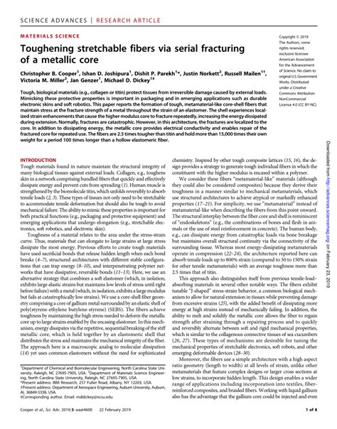 Pdf Toughening Stretchable Fibers Via Serial Fracturing Of A Metallic Core