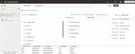 OBIEE In IL OAC OAS Local Subject Area Vs Oracle Applications Based Connection