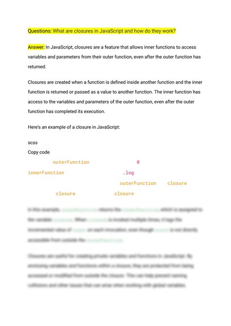 SOLUTION What Are Closures In JavaScript And How Do They Work Studypool