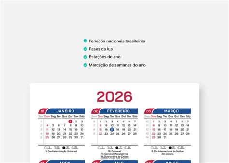 Calendário 2026 Para Imprimir A4 Obah Digital