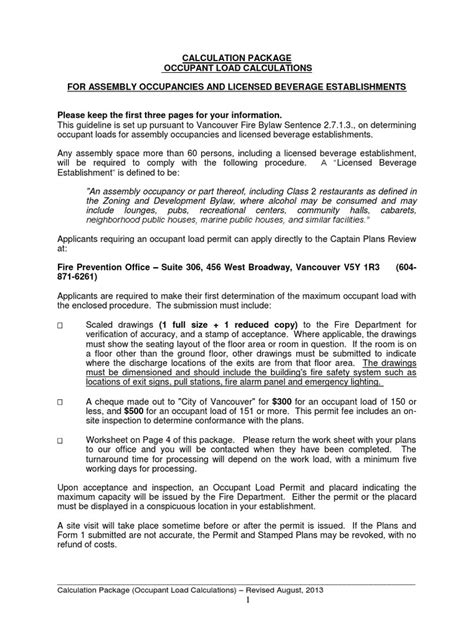 Occupancy Load Calculation Package Pdf