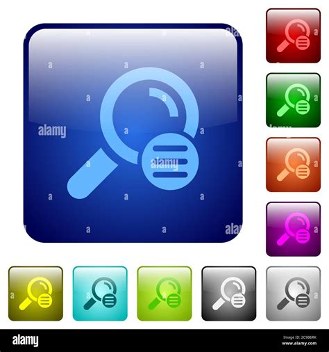 Search Options Icons In Rounded Square Color Glossy Button Set Stock Vector Image And Art Alamy