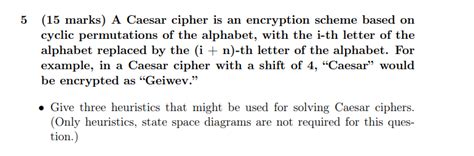Solved 5 15 Marks A Caesar Cipher Is An Encryption Scheme