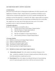 Understanding Input Output Analysis Terms Models Applications Course Hero