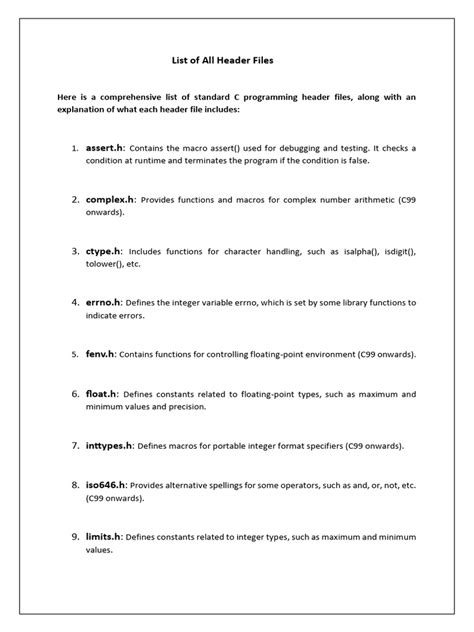 All Header Files Pdf