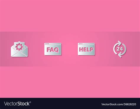 Set Paper Cut Envelope Setting Browser Faq Help Vector Image