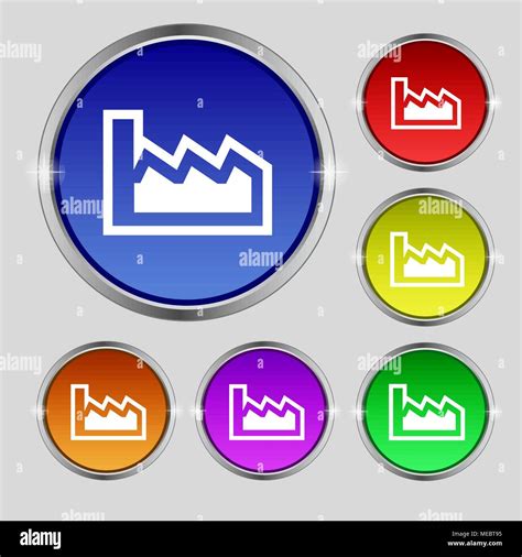 Chart Icon Sign Round Symbol On Bright Colourful Buttons Vector Illustration Stock Vector