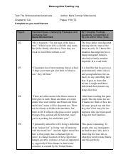 Metacognitive Reading Log Ch Pdf Metacognitive Reading Log Text The Undocumented