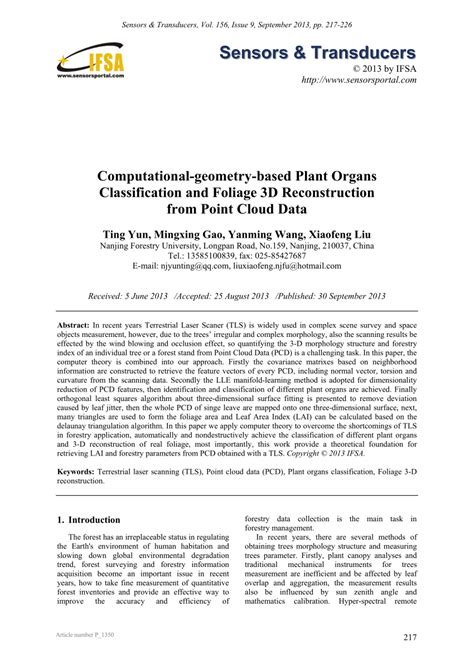 pdf computational geometry based plant organs classification and