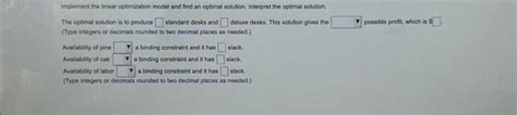 Solved Iroplement The Linear Optimization Model And Find An