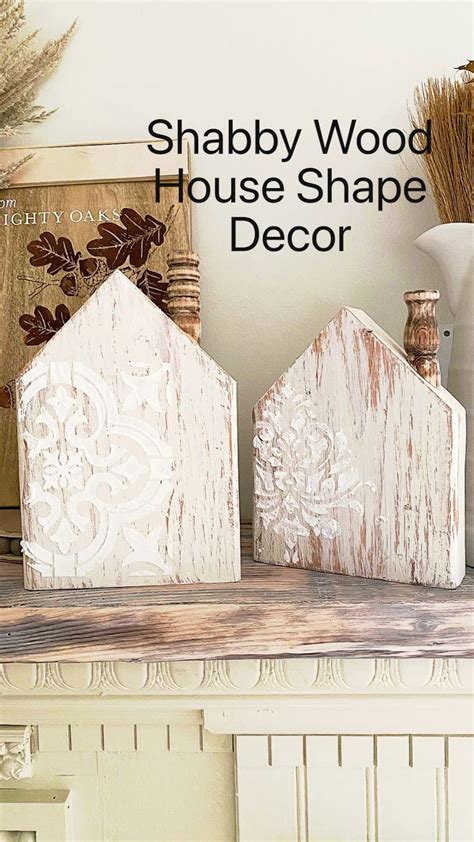 Shabby Wood House Shape Decor Wooden House Craft Ideas