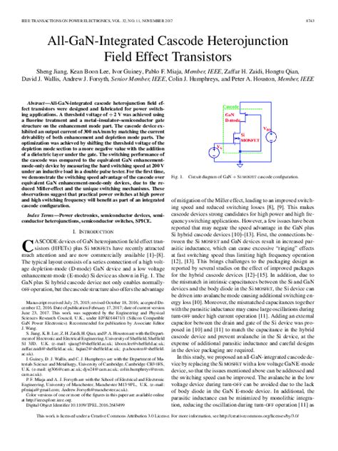 Pdf All Gan Integrated Cascode Heterojunction Field Effect Transistors