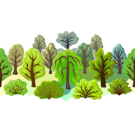 Seamless Border With Green Trees Stock Vector Illustration Of Decorative Linens