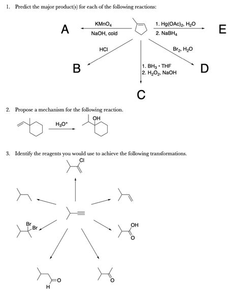 Solved 1 Predict The Major Product S For Each Of The